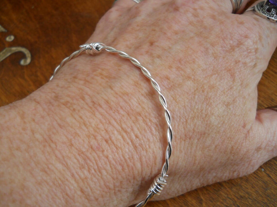 Sterling Silver Barbed Wire Bangle. | Etsy