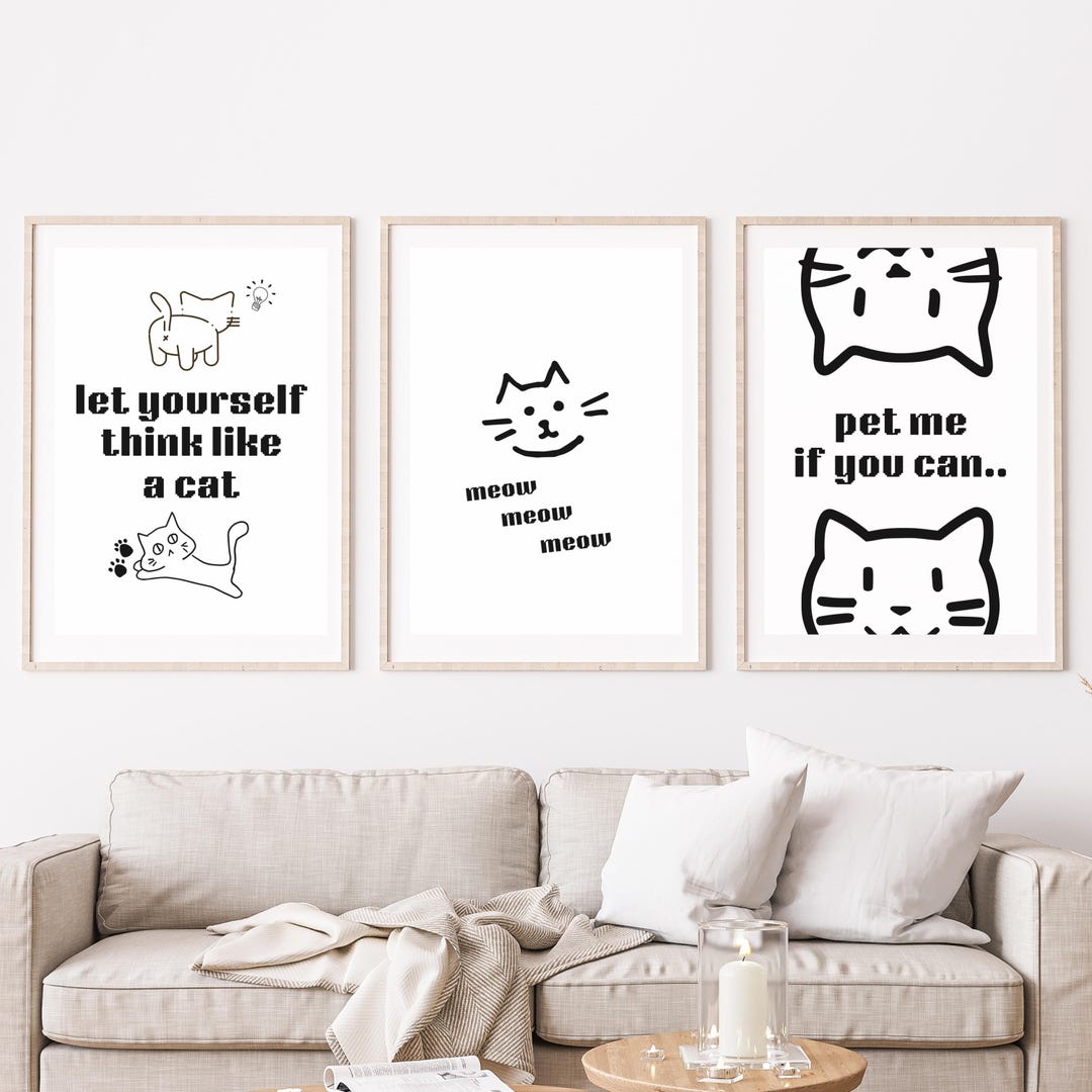 Funny Cat Quote Wall Art | Set of 3 (digital Download) - Etsy