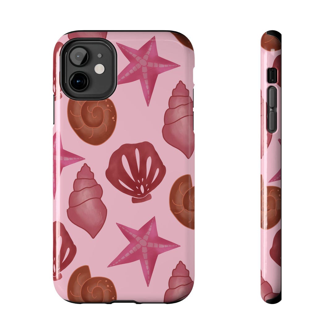Pink Seashell Starfish Pattern Phone Case | Tough Phone Case - Etsy
