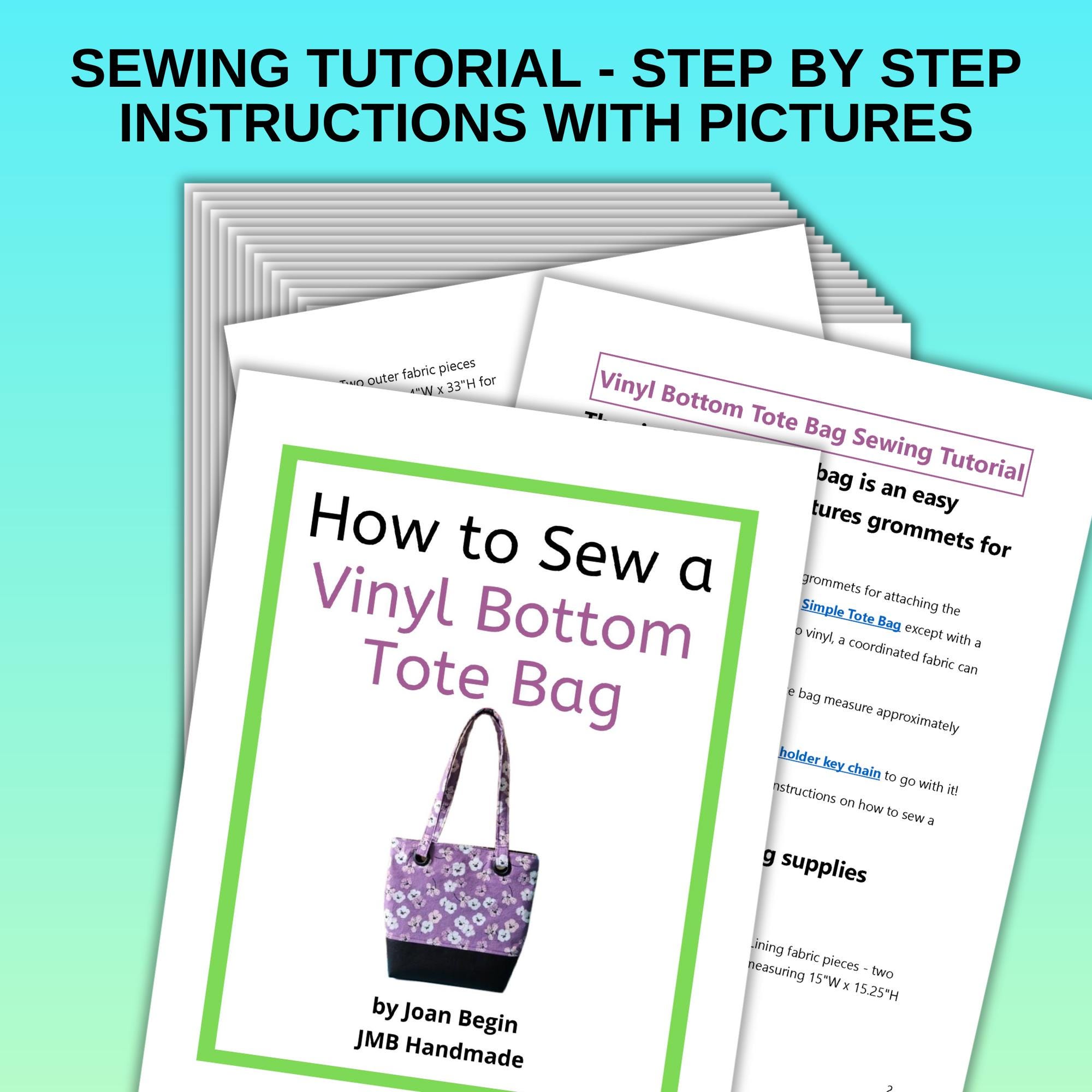 Vinyl Bottom Tote Bag Sewing Tutorial: Printable PDF Pattern - Etsy