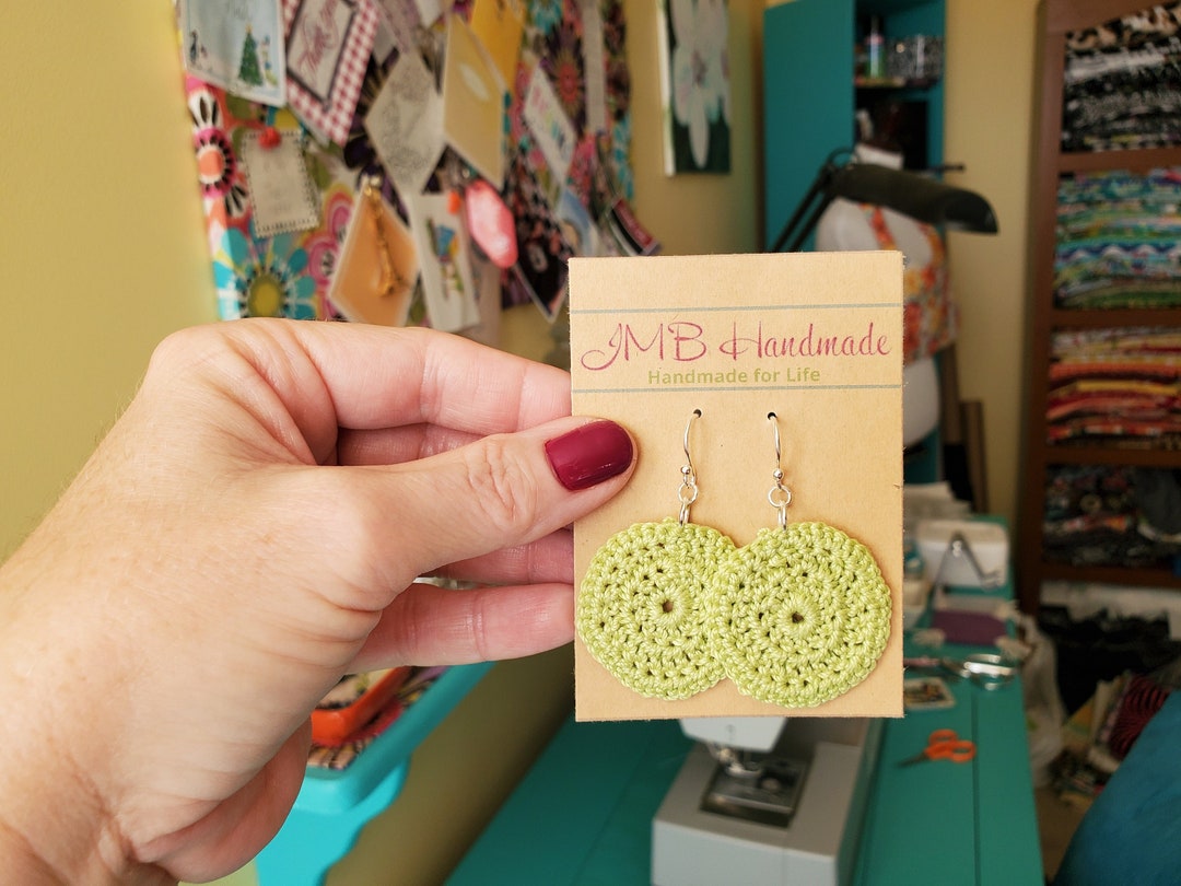 Wasabi Colored Crochet Large Circle Earrings, Crochet Earrings ...