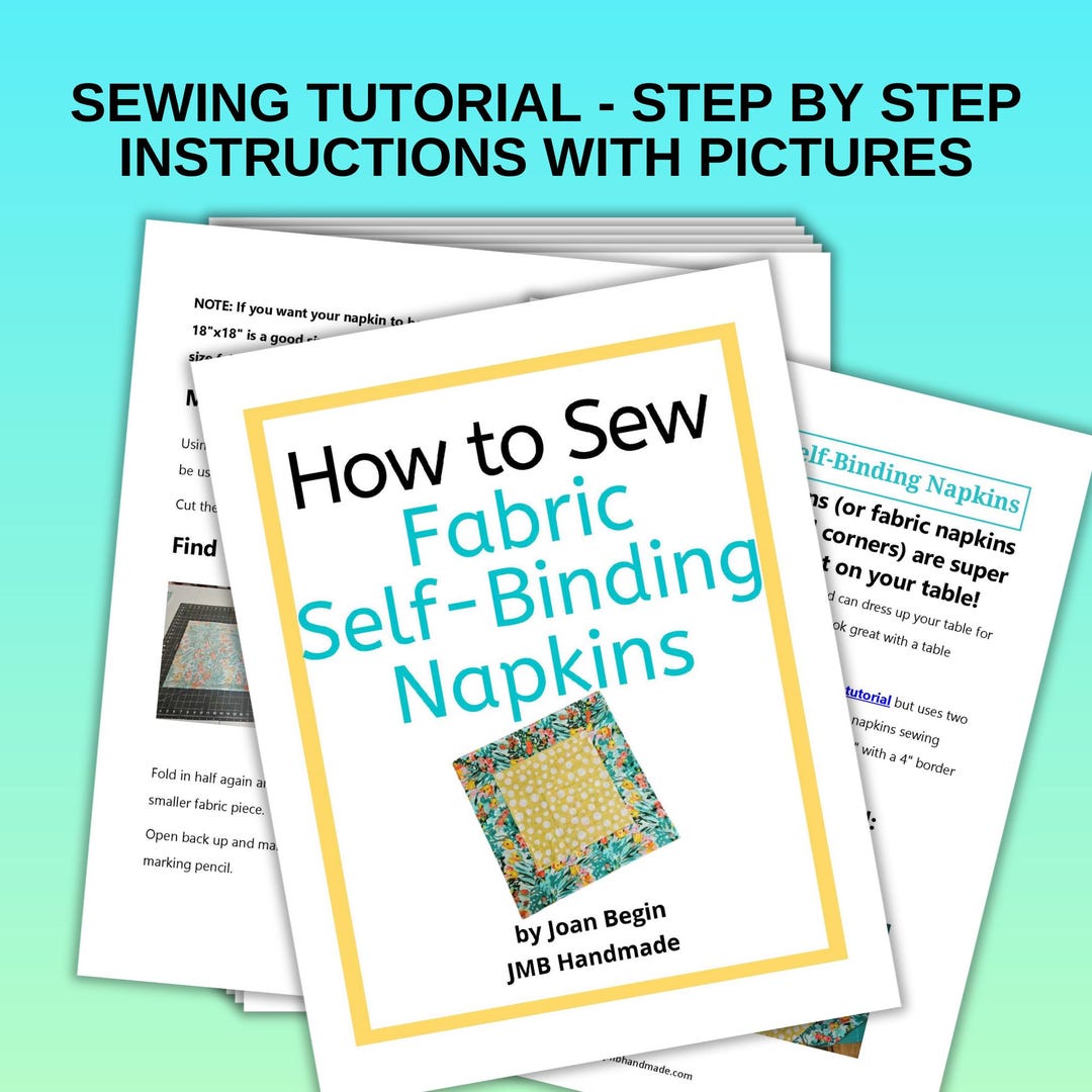 Fabric Self-binding Napkins / Fabric Napkin Sewing Pattern / Napkin ...