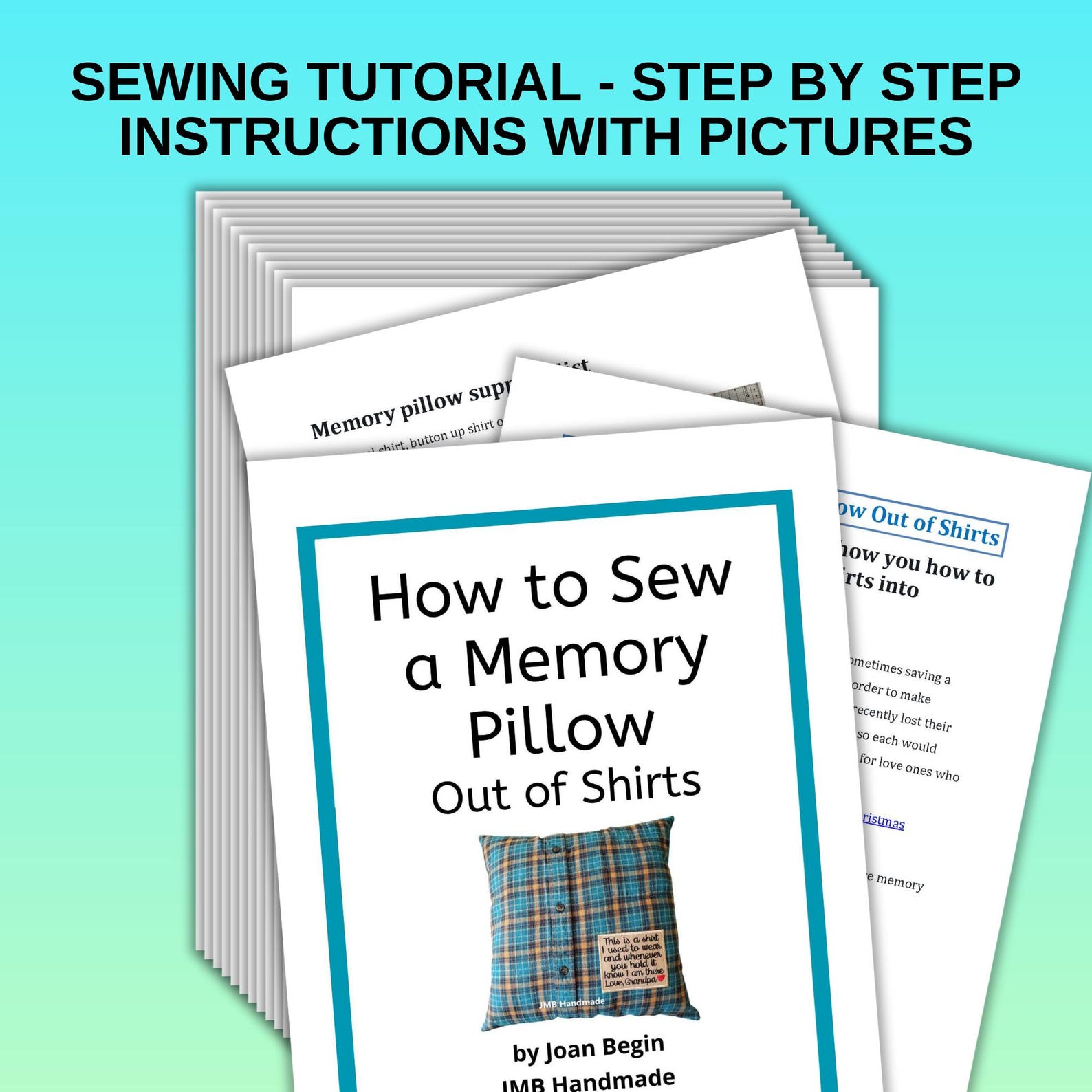 Memory Pillow Sewing Tutorial: Step-by-step Instructions (PDF Pattern ...