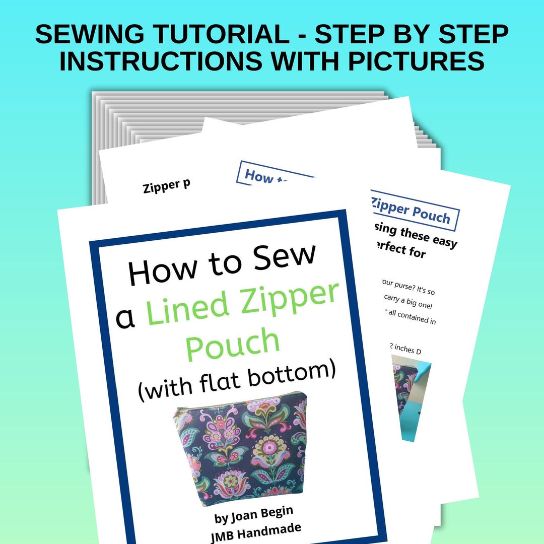 Lined Zipper Pouch Sewing Tutorial: Flat Bottom Pattern (PDF) - Etsy
