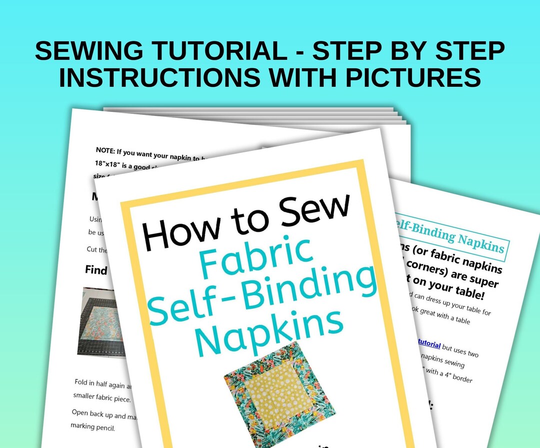 Fabric Self-binding Napkins / Fabric Napkin Sewing Pattern / Napkin ...