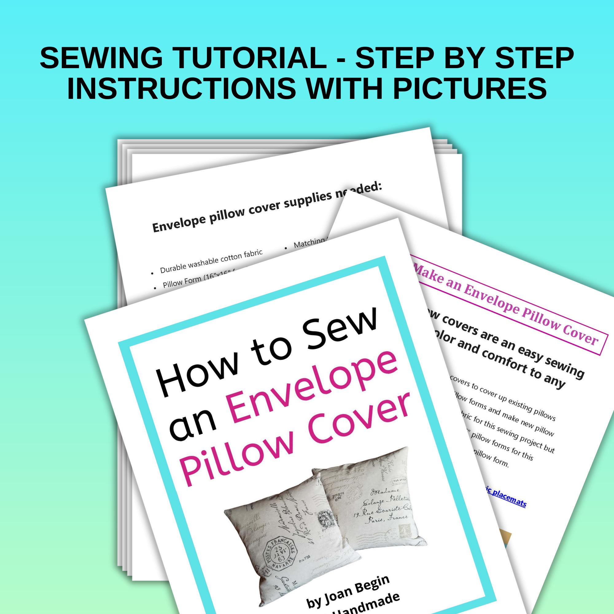 Envelope Pillow Cover Sewing Tutorial: DIY Pattern (PDF Pattern) - Etsy