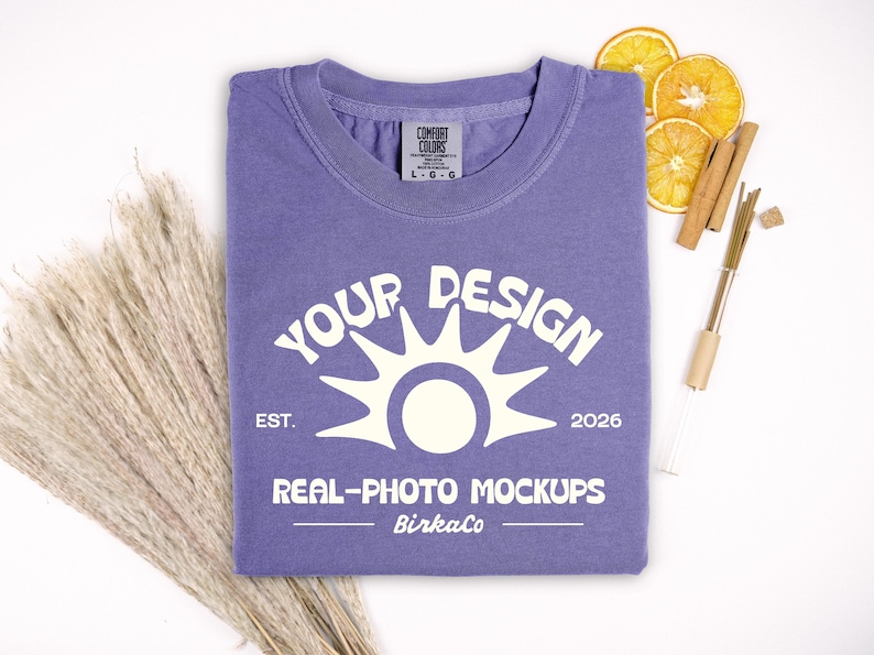Violet Comfort Colors 1717 Mockup | C1717 Flat Lay T-shirt Spring ...