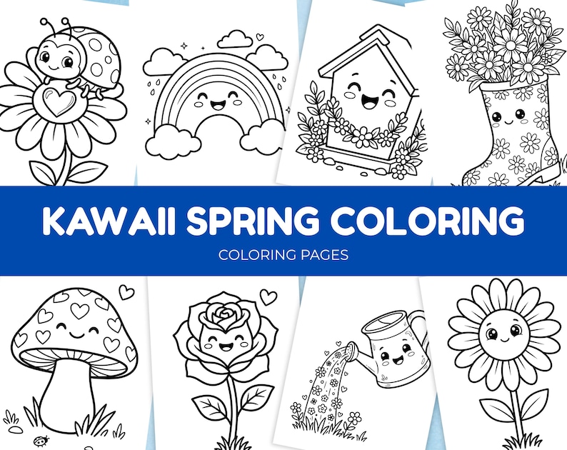 Kawaii Spring Coloring Pages for Kids | Cute Easy Coloring Book PDF ...