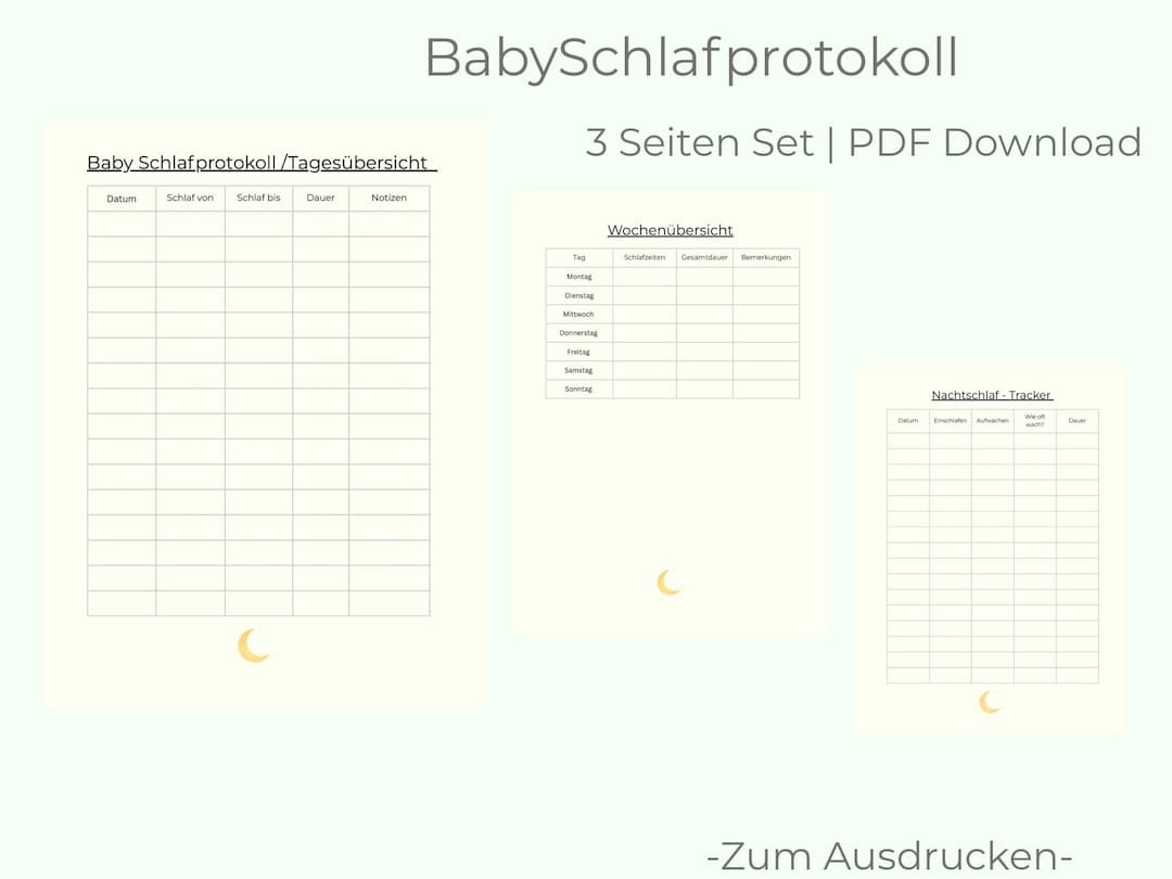 Baby Sleep Log PDF | Printable Sleep Tracker | Daily & Weekly Overview ...