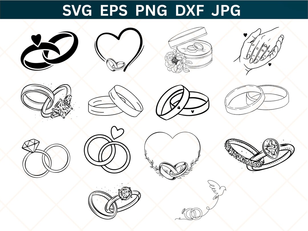 Wedding Ring SVG Bundle, Diamond, Engagement Vector Files (digital ...