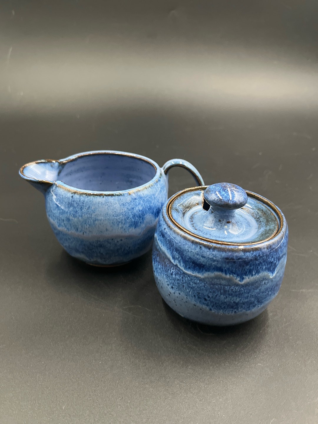 Handmade Blue Swirl Ceramic Cream and Sugar Set - Etsy