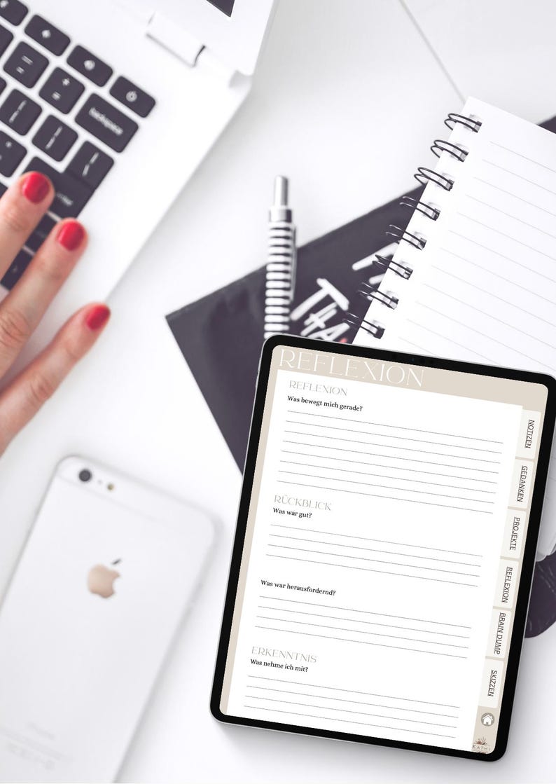Minimalist and Calm Digital Notebook With Clickable Tabs, Portrait ...
