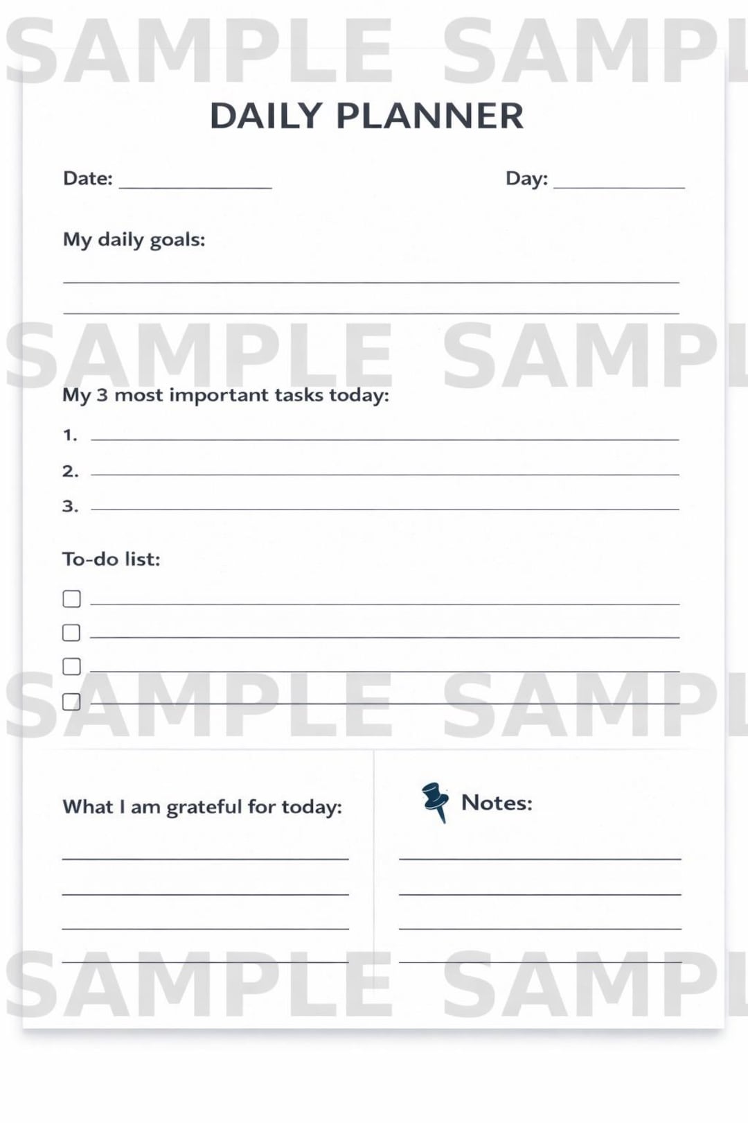 Daily Planner Printable PDF, Task Manager, to Do List, Productivity ...