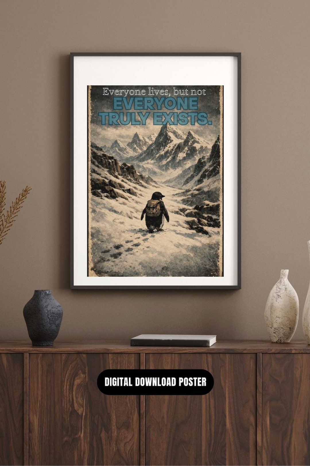 Nihilist Penguin Mountain Print – Existential Art Poster (digital ...