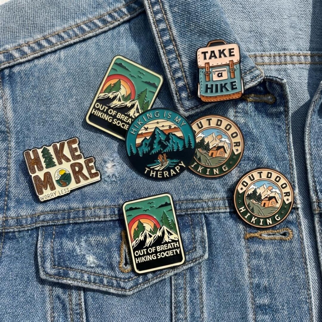 Hiking Enamel Pins Set, Outdoor Adventure Brooch Collection, Nature ...