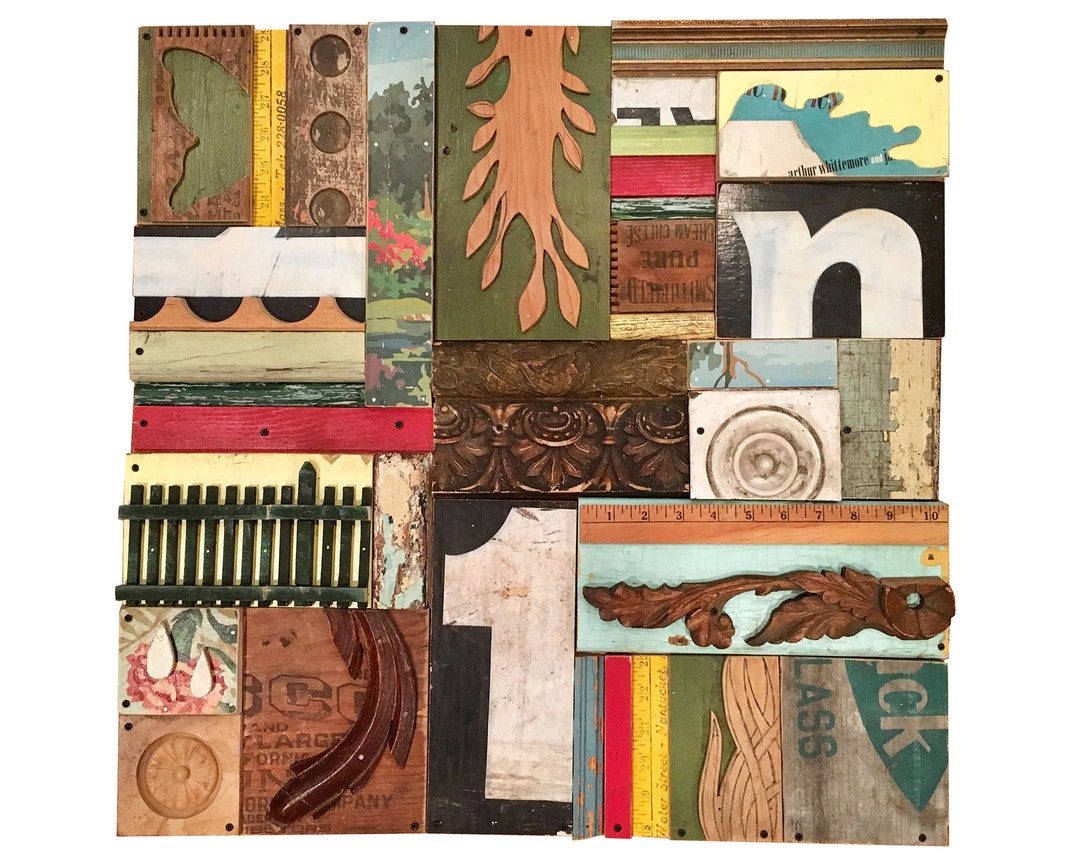 Secret Garden Assemblage Art: Large Vintage Wood Wall Decor (24x24) - Etsy