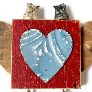 Primitive Folk Art Bird Assemblage, Songbirds Lovebirds Artwork ...