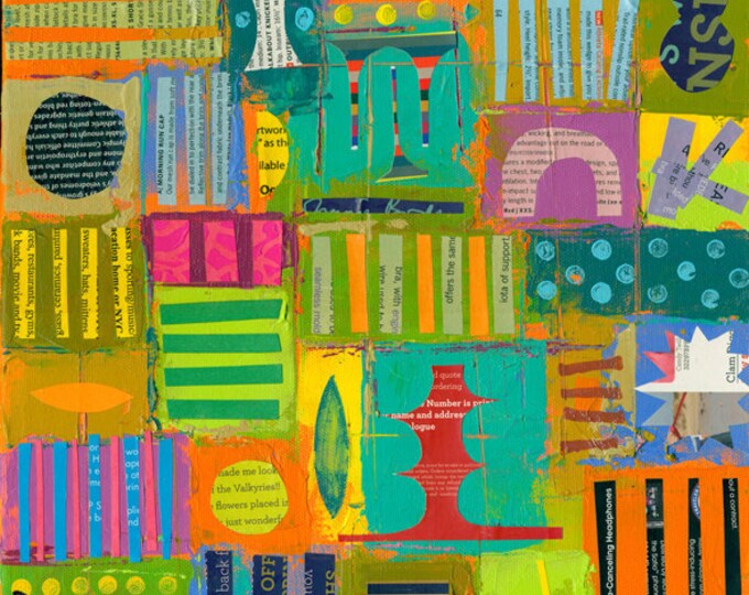 SALE Abstract Collage on Canvas 11 X 14 Impasto Modern ORIGINAL ART by ...