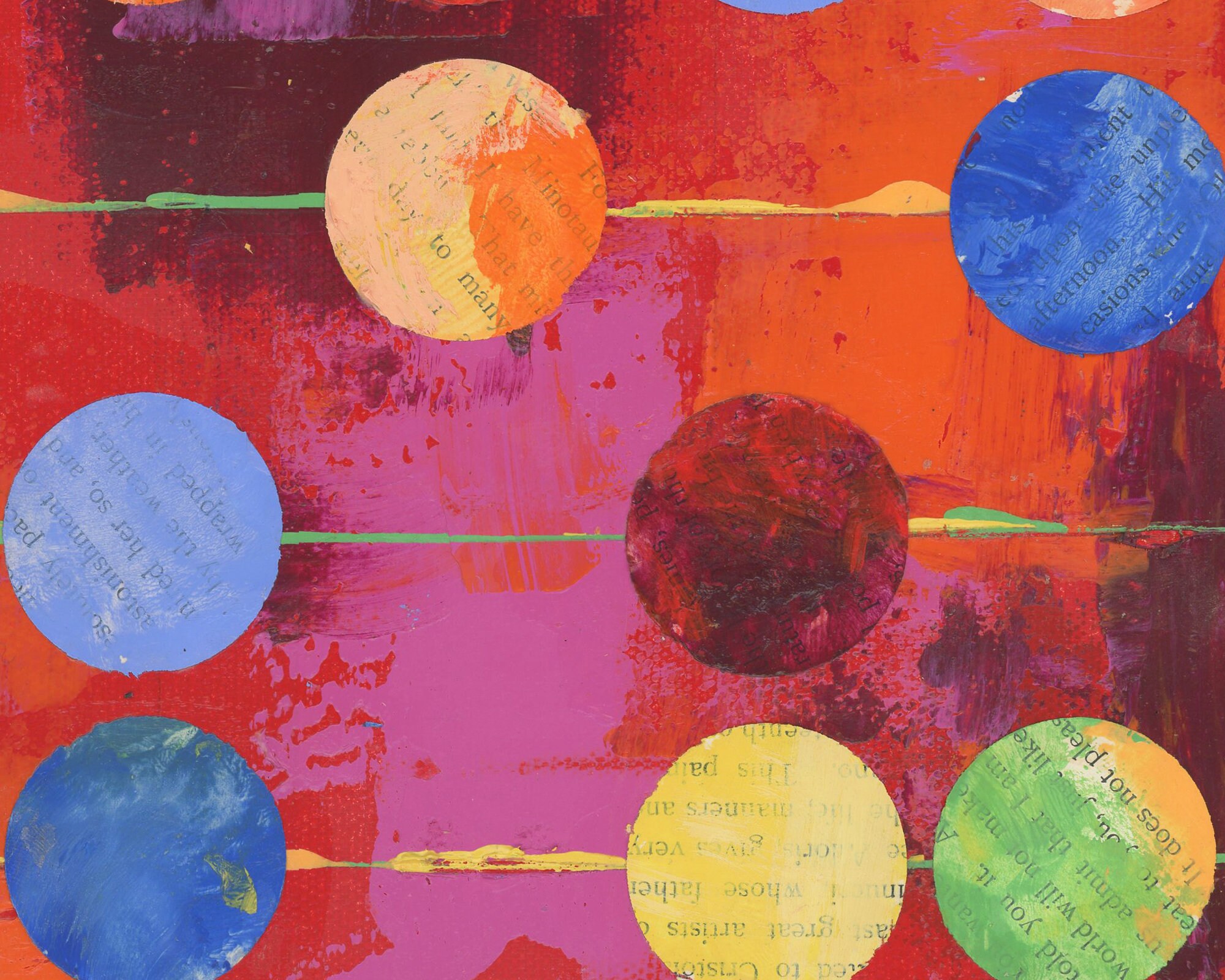 Abacus Abstract Collage Painting, Impasto Paint and Polka Dots ...