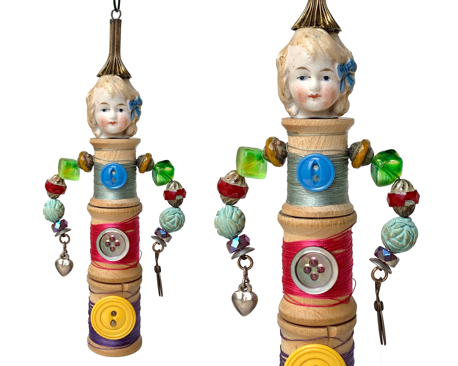 Crafty Lady Found Object Art Doll Ornament Spool Girl Mixed - Etsy