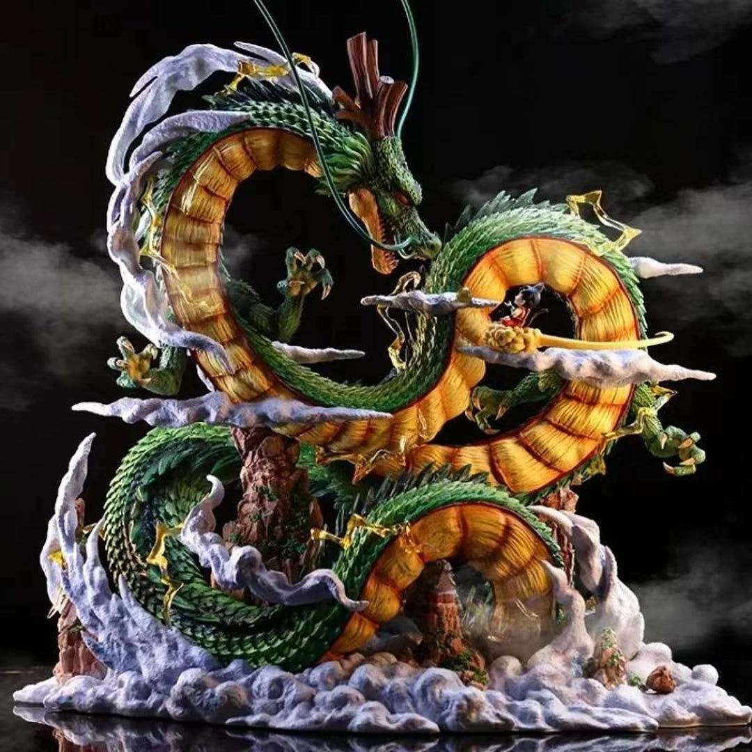 Dragon Ball Z Shenron Statue With Goku - Large Anime Diorama Figure ...