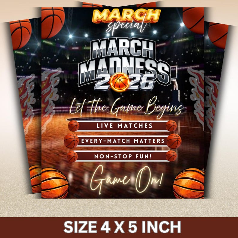 March Madness 2026 Basketball Flyer, Live Matches Invite, Non-stop Fun ...