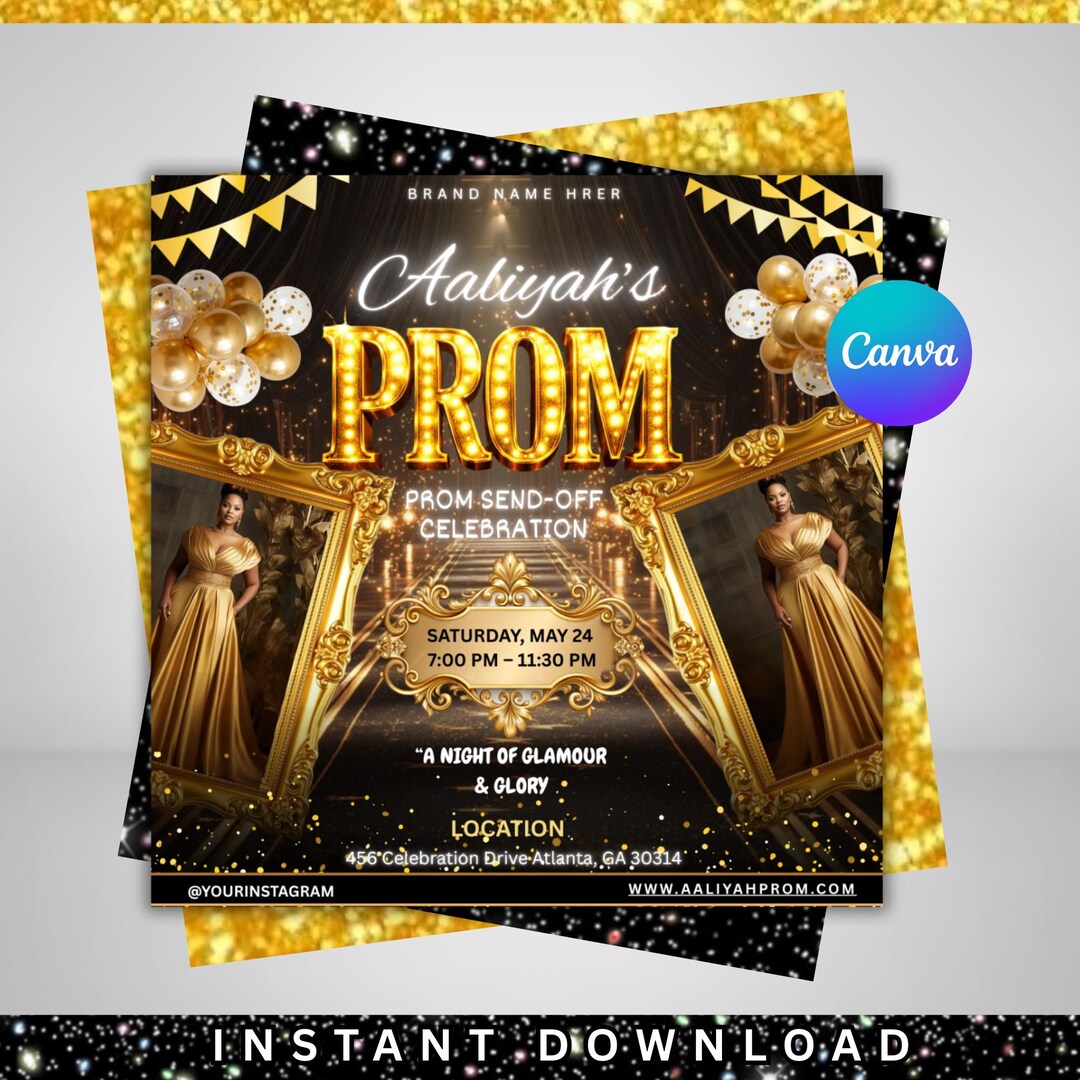 Prom Send off Flyer, DIY Prom Flyer, Prom Canva Template, Prom Send Off ...