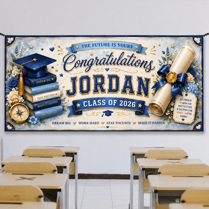 Graduation Banner Template Bundle, Customizable Printable Banner ...