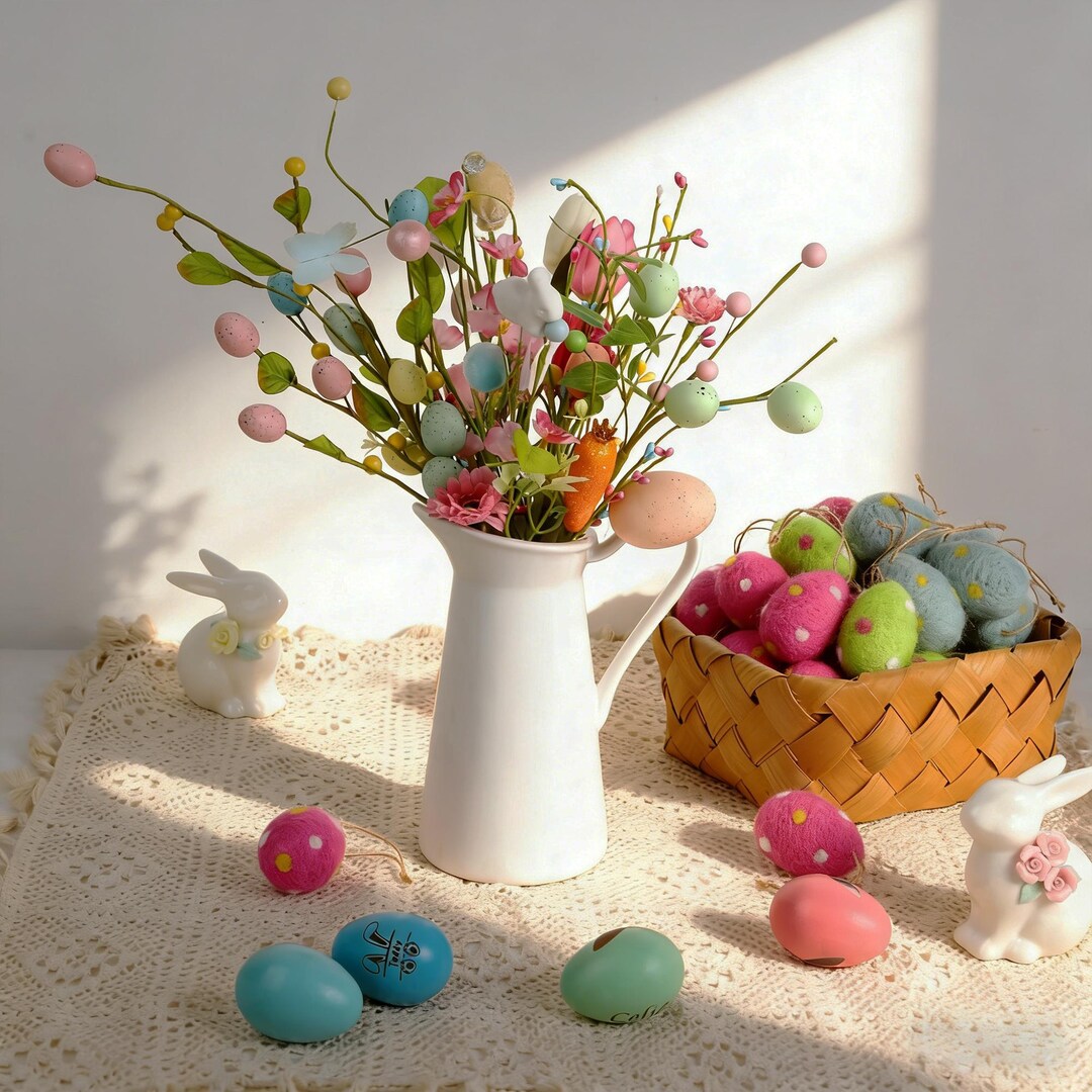 Colorful Easter Eggs Stems,easter Tabletop Decor,easter Home Accent,diy ...