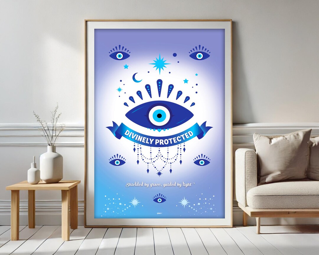 Evil Eye Poster Wall Art - Divinely Protected - Etsy