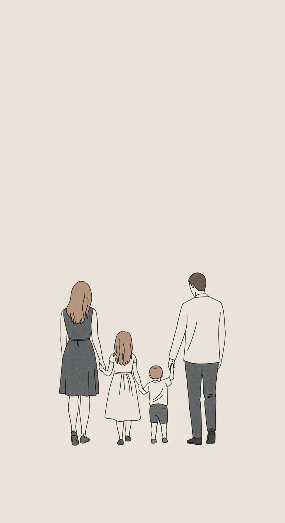Minimalist Family of Four Line Art Print, Modern Home Decor (digital ...