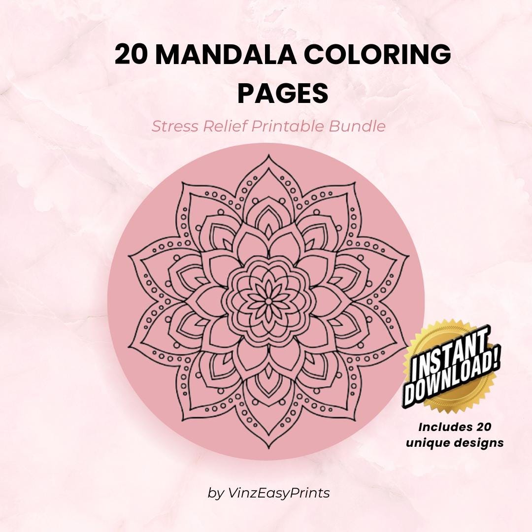 Mandala Coloring Pages for Adults, Stress Relief Art (PDF Download) - Etsy
