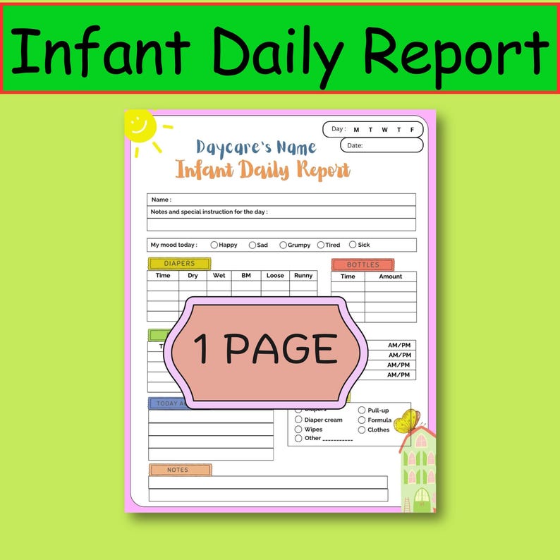 Editable Daycare Daily Report Forms Bundle (infant & Toddler) - Etsy