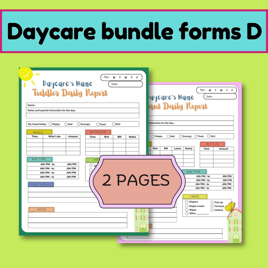 Editable Daycare Daily Report Forms Bundle (infant & Toddler) - Etsy