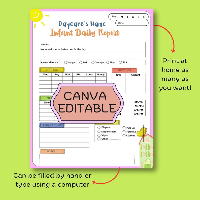 Editable Daycare Daily Report Forms Bundle (infant & Toddler) - Etsy