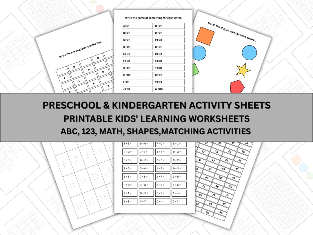 Preschool Worksheets Bundle | Alphabet Numbers Shapes Tracing Math ...