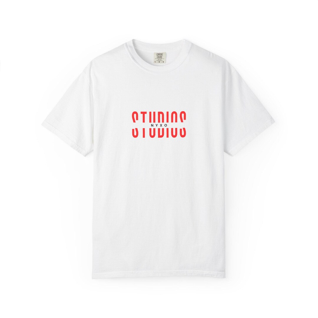 NYXO Logo Tee | Graphic T-shirt, Minimalist Red Text - Etsy