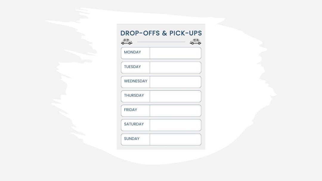 Drop-offs & Pick-ups Planner | A4 Printable | Weekly Schedule for Busy ...