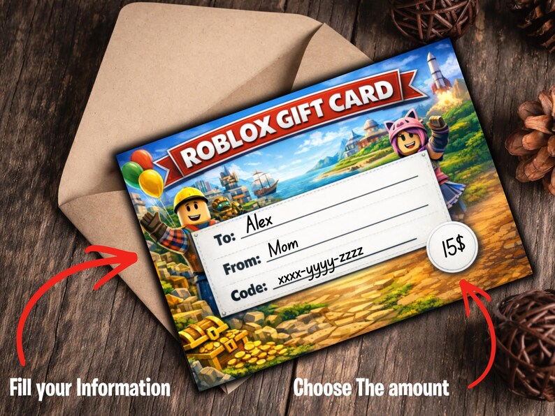 Printable Roblox Gift Card Template | Print & Fill In - Etsy