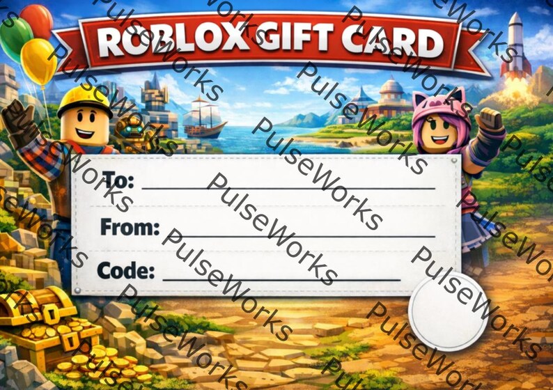 Printable Roblox Gift Card Template | Print & Fill In - Etsy