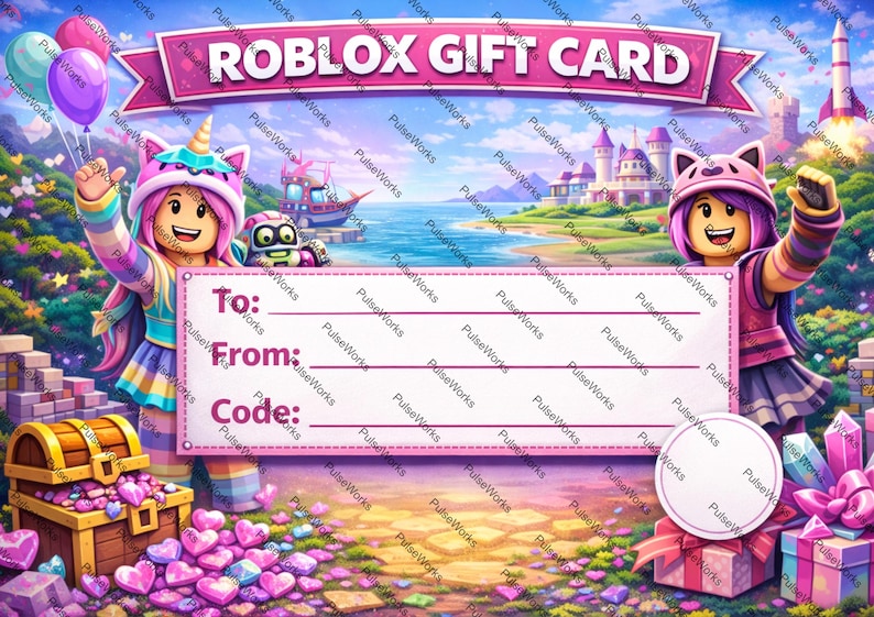 Printable Girly Roblox Gift Card Template | Print & Fill In - Etsy