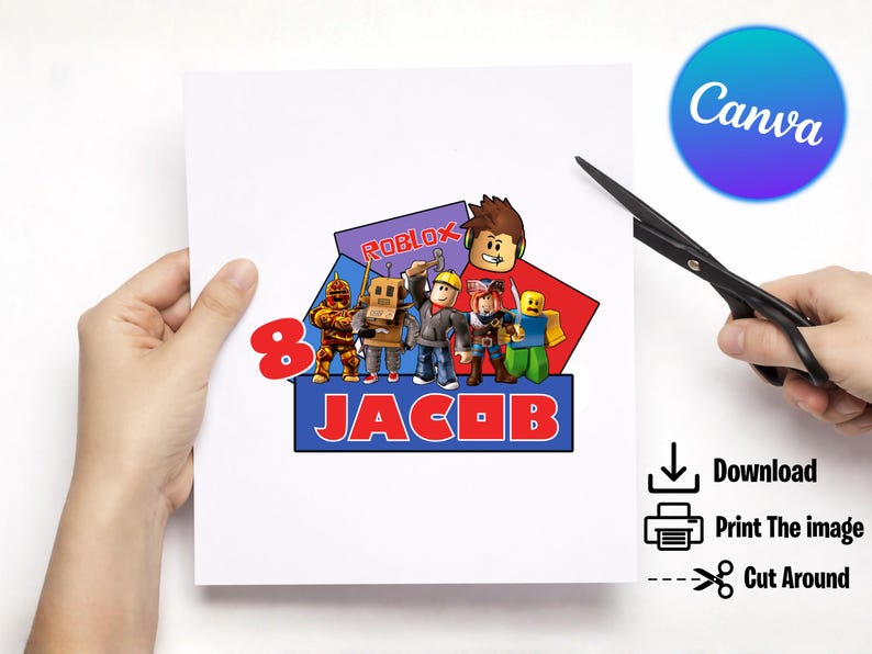 Editable Roblox Cake Topper | Personalized Name & Age | Printable ...