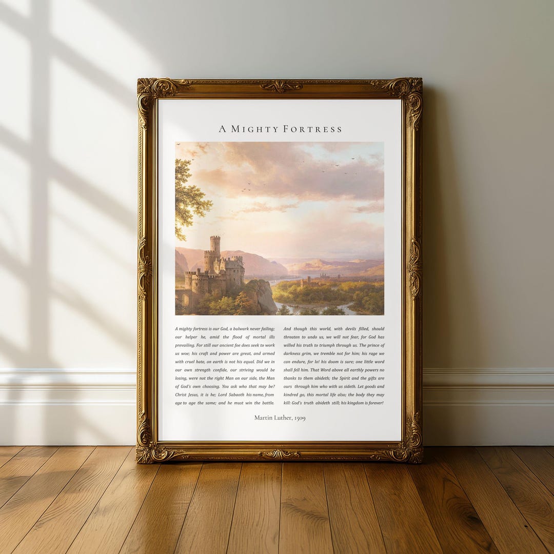 A Mighty Fortress is Our God Christian Hymn Print - Martin Luther Quote ...