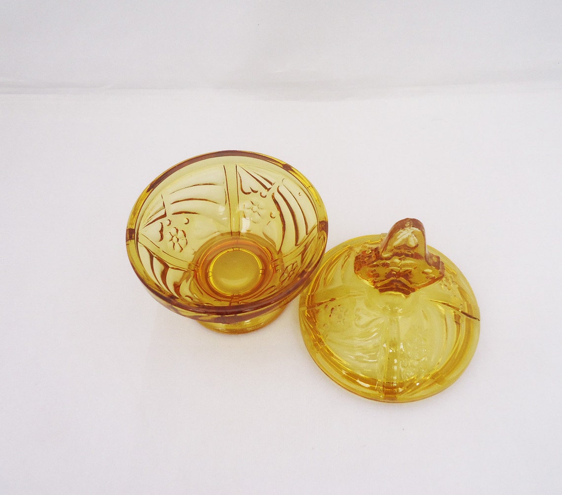 Amber Glass Trinket Box Amber Glass Jewellery Box Amber - Etsy UK