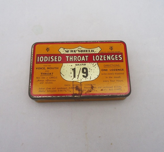 Vintage Lodised Throat Lozenges Pastilles Tin Sure Shield | Etsy UK