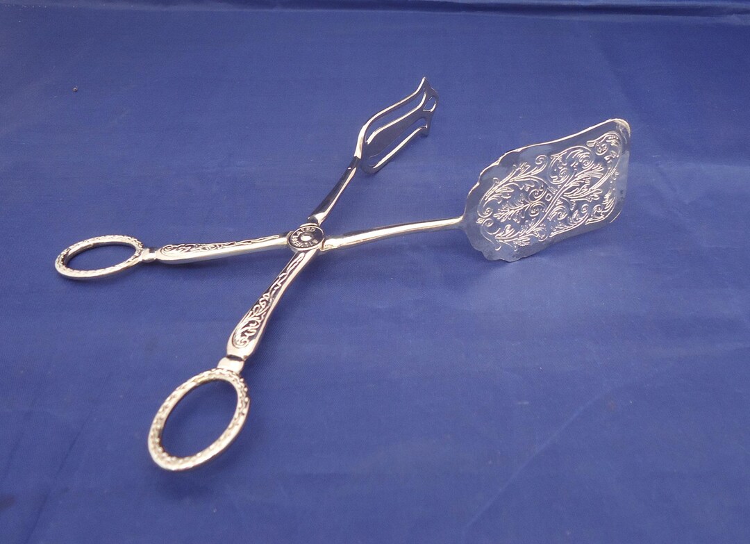 Vintage Silver Plated Cake Tong, Silver Plated Salad Tong, Sandwich ...