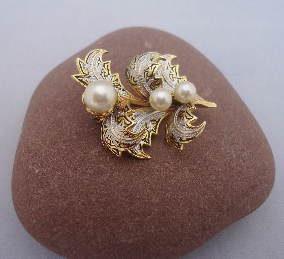 Damascene Brooch Spanish Damascene Brooch/pin Damascene - Etsy