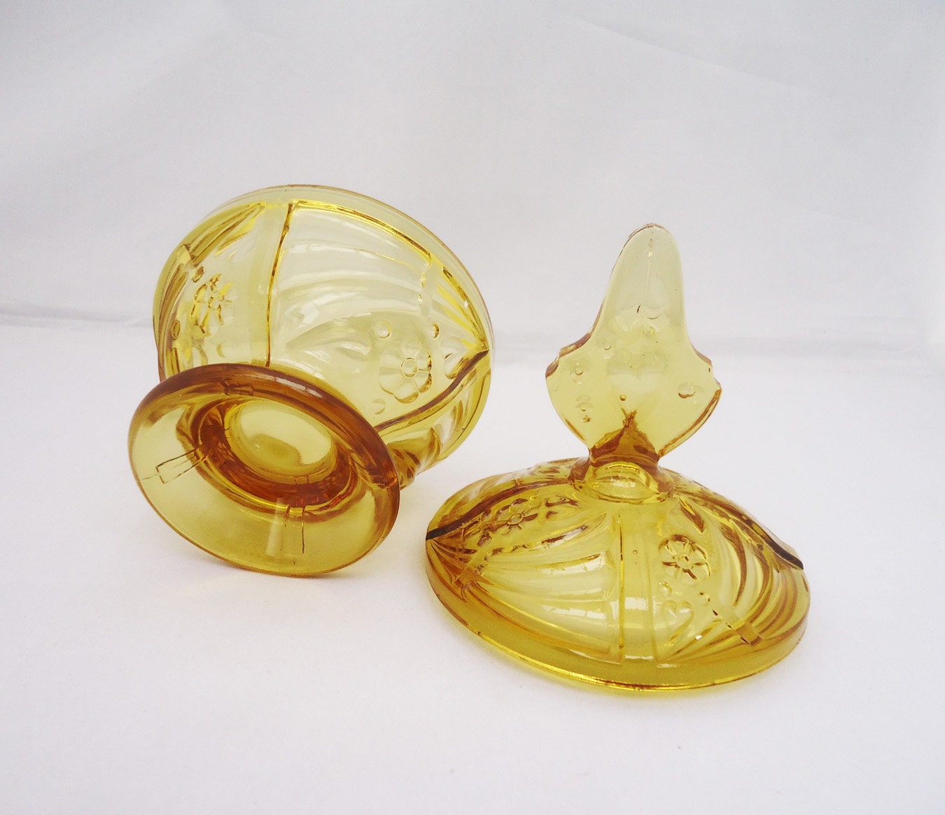 Amber Glass Trinket Box Amber Glass Jewellery Box Amber | Etsy UK