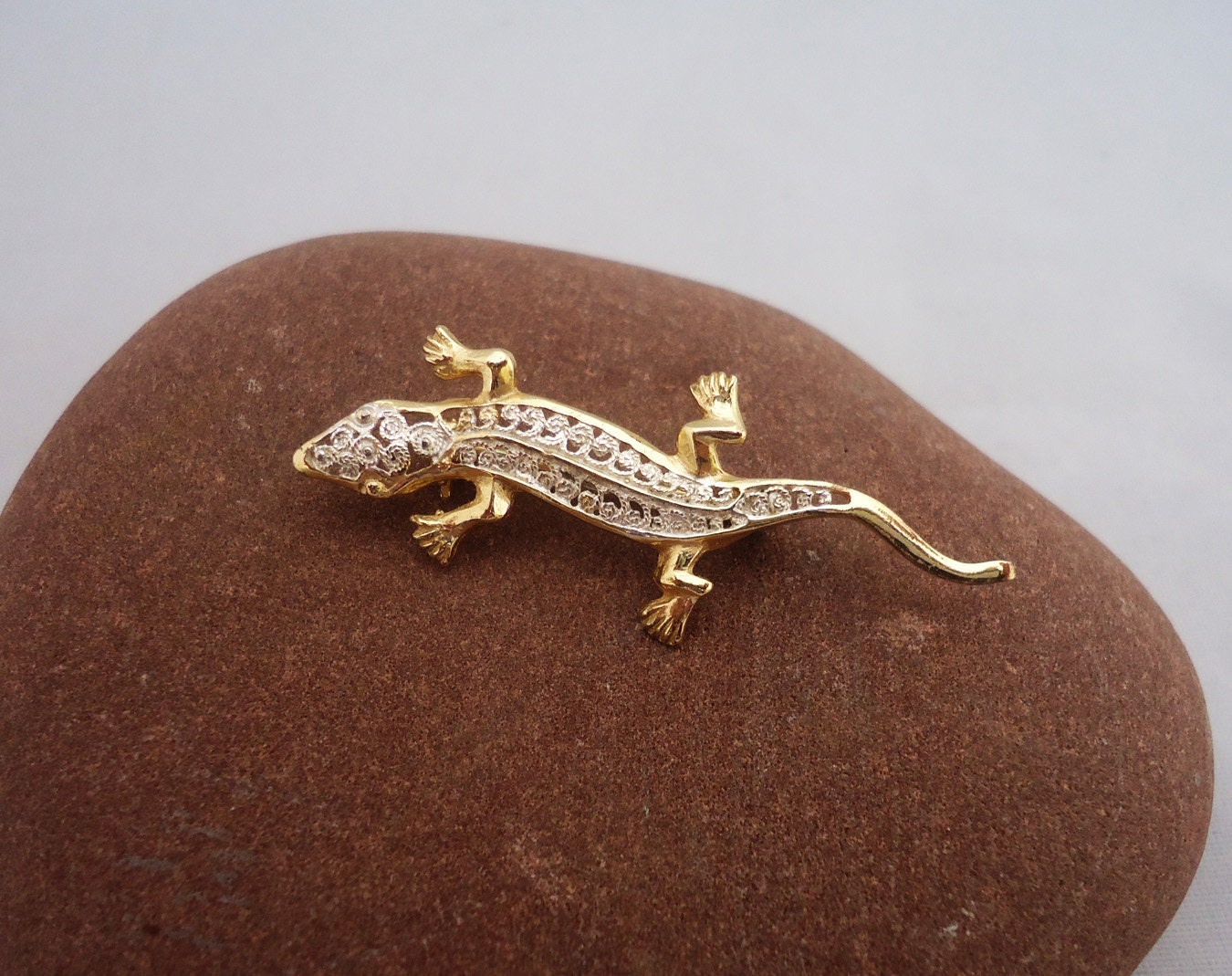 Sterling Silver Lizard Brooch Filigree Sterling Silver Lizard - Etsy