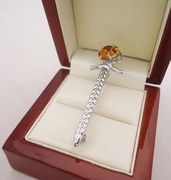 Scottish Sword Pin, Mizpah Dagger Brooch - Gem